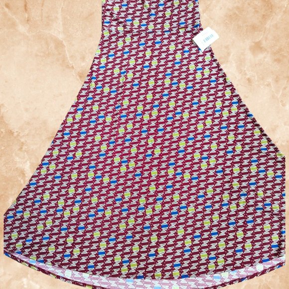 LuLaRoe | Skirts | Llr Maxi Skirt Medium Burgundy Atlas Globe Print Nwt ...